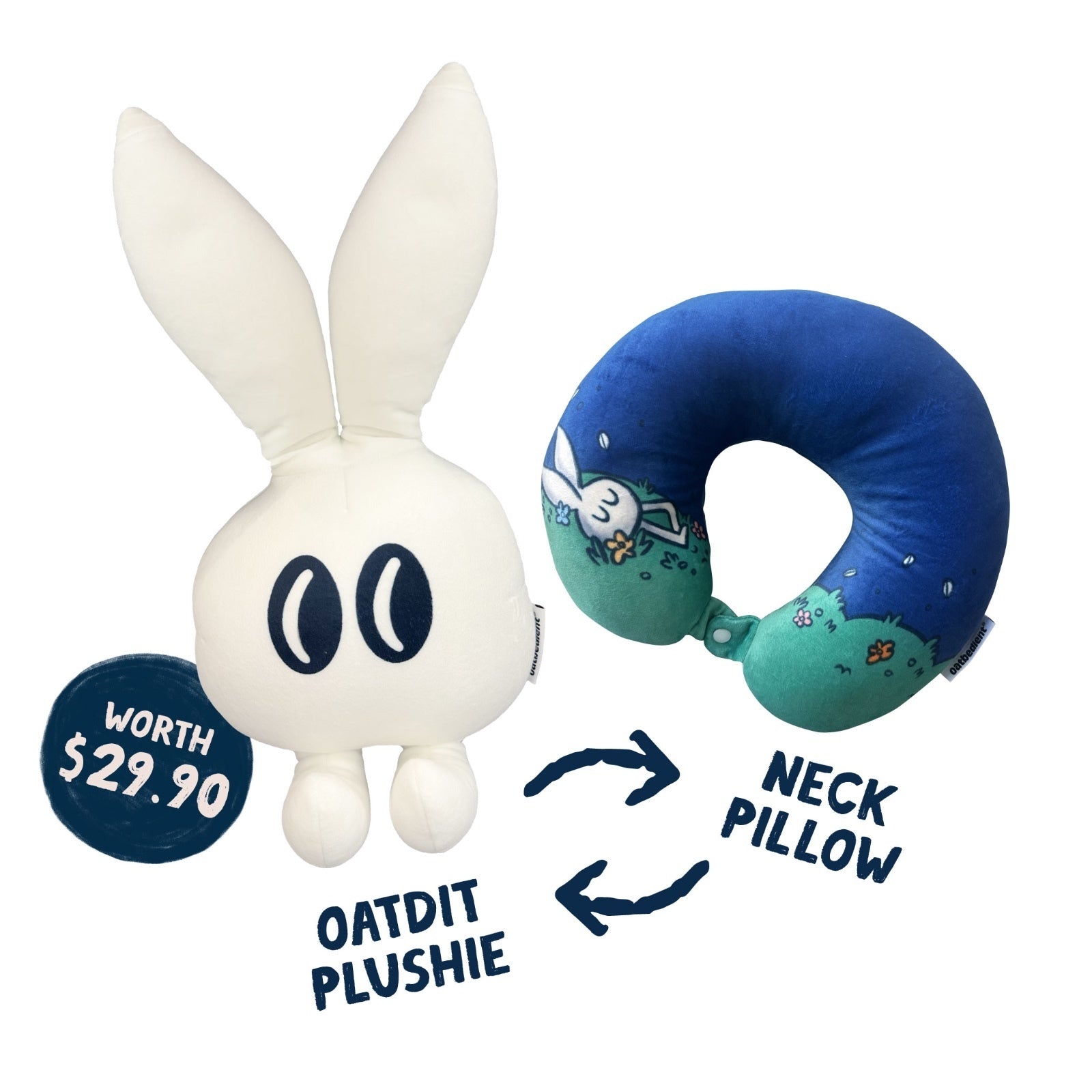 Oatdit 2in1 Convertible Neck Pillow Plushie - NITE Edition – Oatbedient